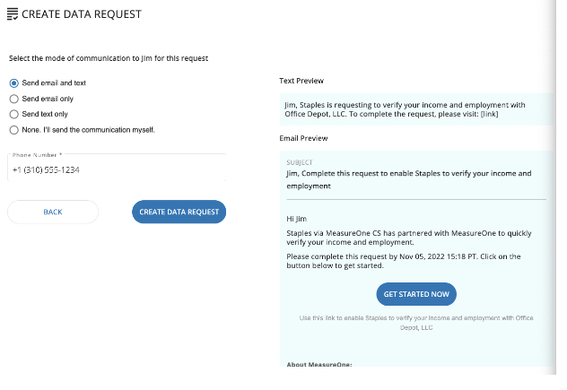 Creating a Data Request – MeasureOne